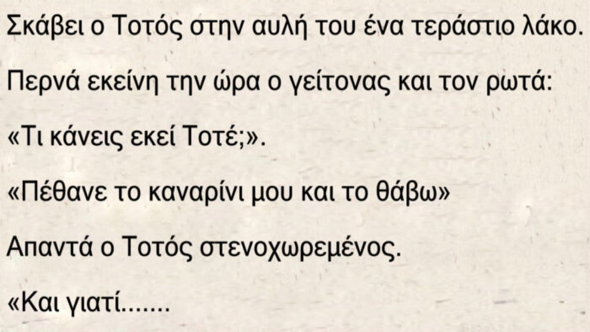 Σκάβει ο Τοτός ένα τεράστιο λάκο και περνά εκείνη την ώρα ο γείτονας ...