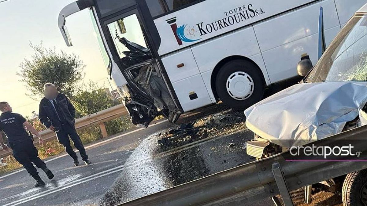 Ηράκλειο: Τροχαίο σοκ μεταξύ τουριστικού λεωφορείου και ΙΧ | Athens ...