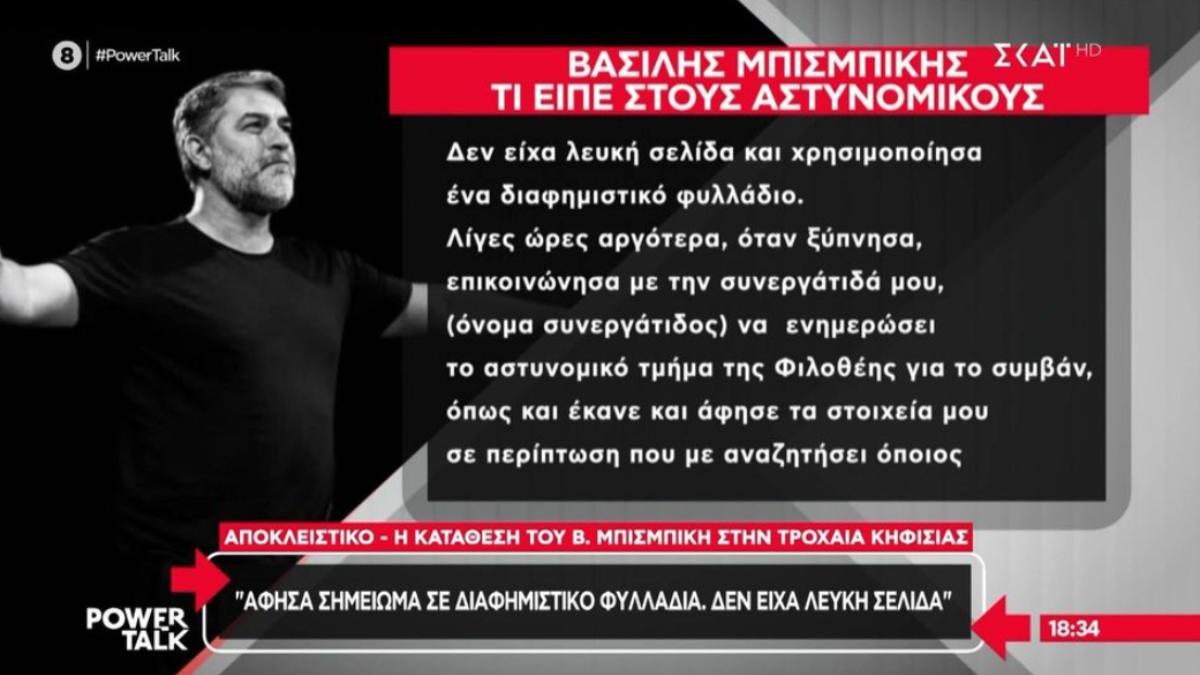 Η κατάθεση του Βασίλη Μπισμπίκη: Άφησε τα στοιχεία του σε διαφημιστικό ...